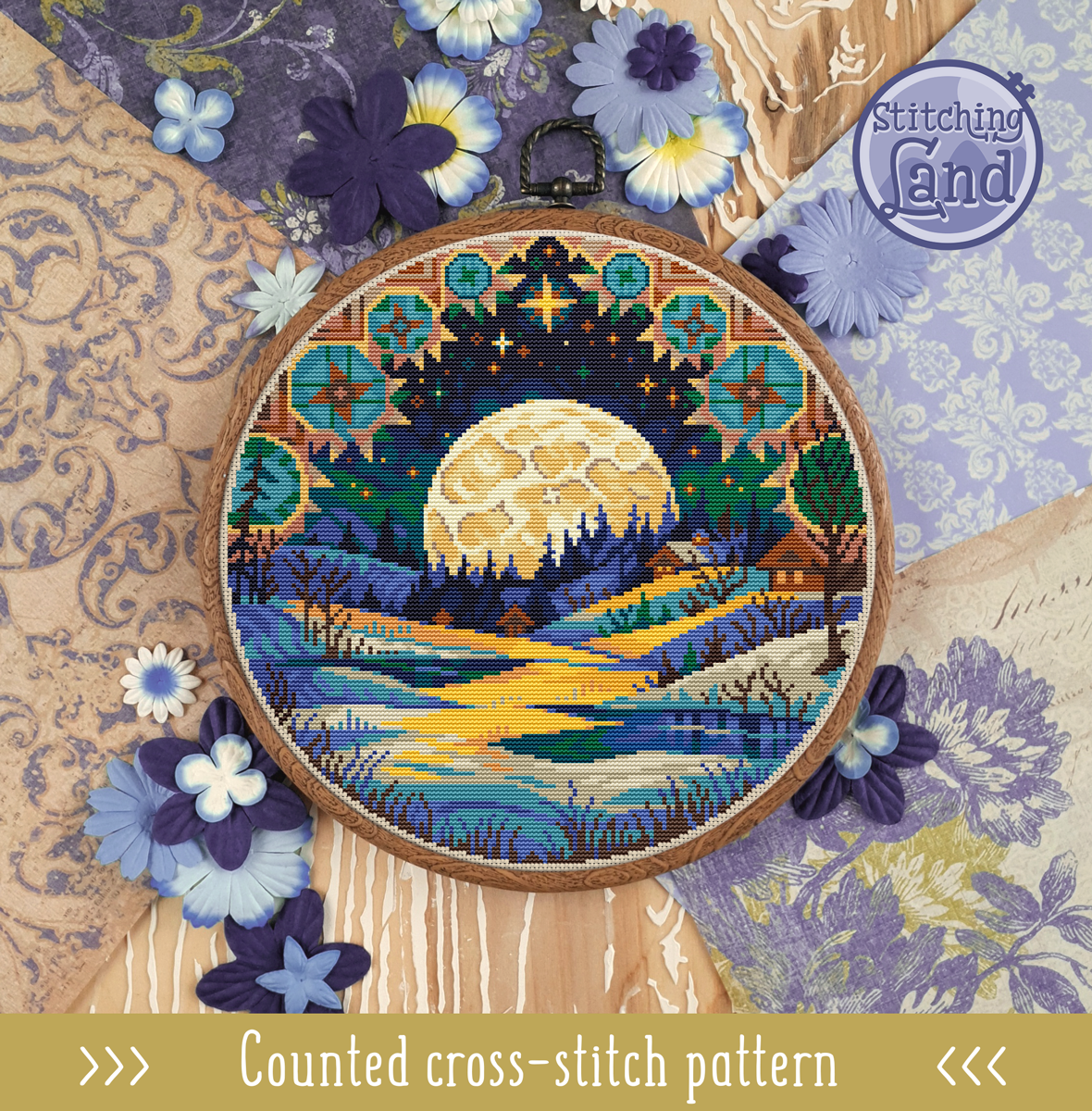 Frozen Moon Cross Stitch Pattern – Stitchingland