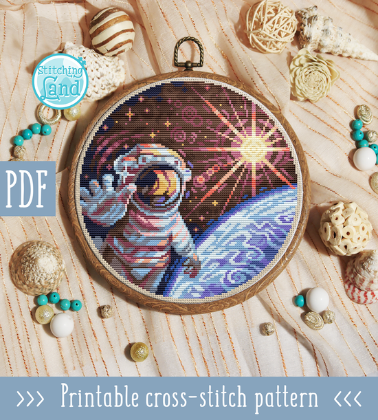 Astronaut II Cross Stitch Pattern – Stitchingland