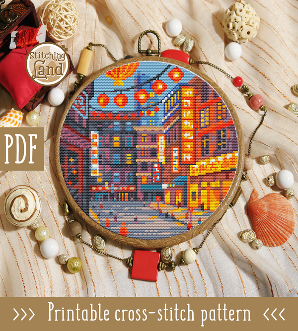 Chinatown Cross Stitch Pattern – Stitchingland