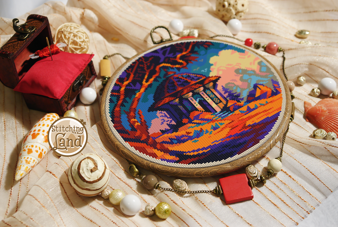 Ancient Temple Cross Stitch Pattern – Stitchingland